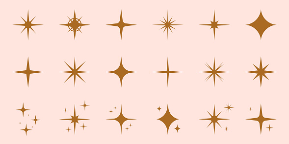 Jeu Dicônes Sparkle Star Silhouette Collection De Pictogrammes Glow