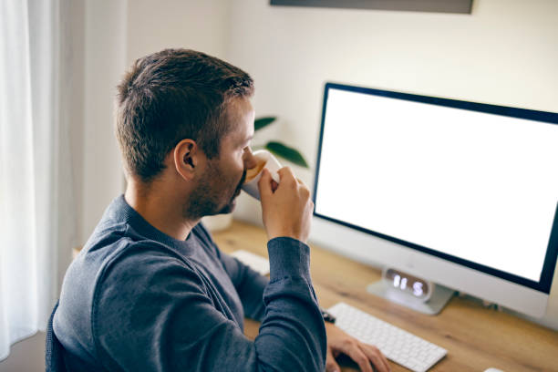 Free Stock Photo of Man Looking at Picture on Computer Screen ...