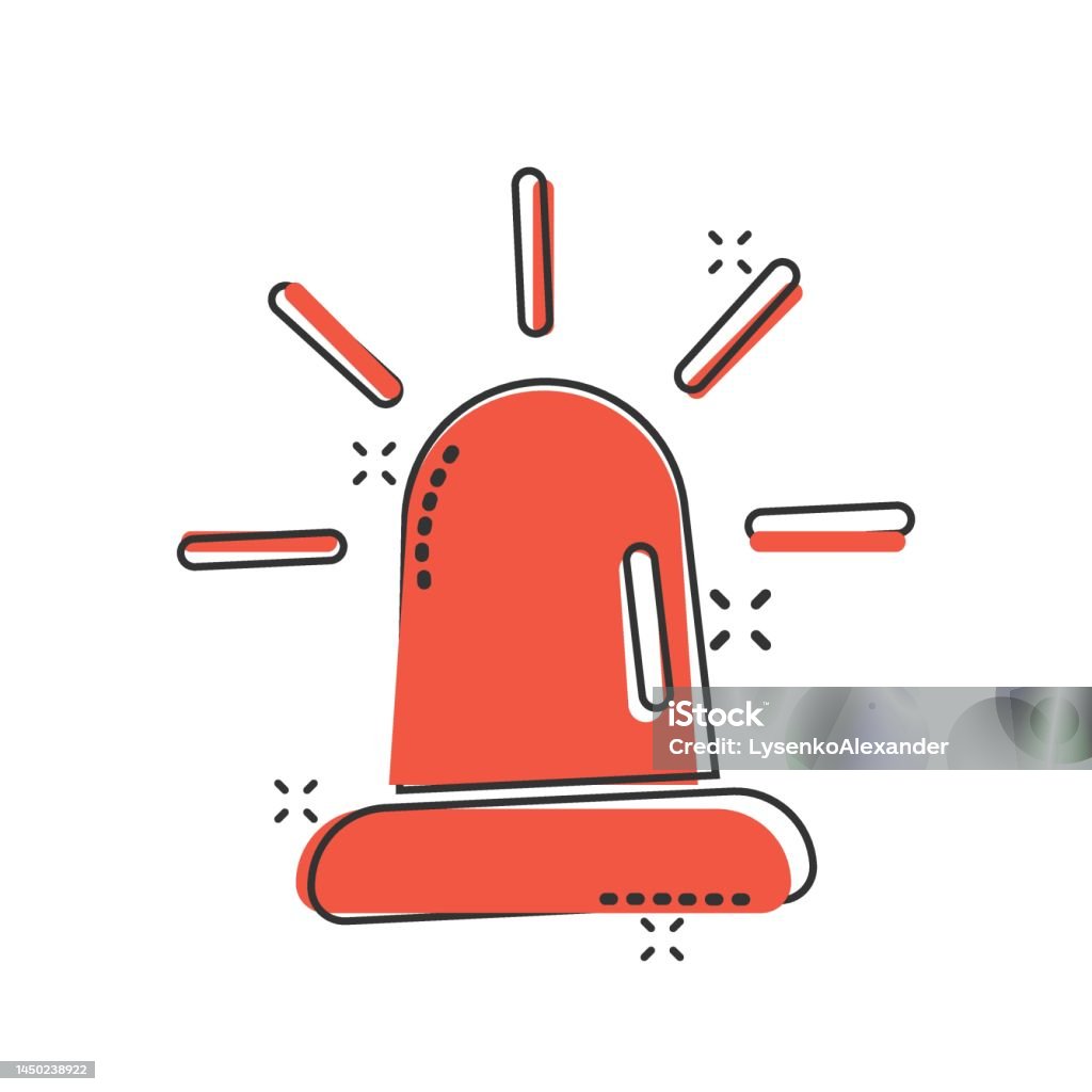 Icône Dalarme Durgence Dans Un Style Comique Lampe Dalerte Dessin Animé