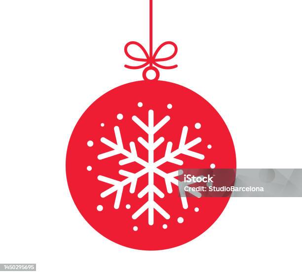 Bola Merah Natal Dengan Ornamen Kepingan Salju Ilustrasi Vektor ... Bola Merah Natal Dengan Ornamen Kepingan Salju Ilustrasi Vektor ...