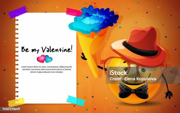 Bonne Saintvalentin Dans Le Style Dessin Animé Émoticône De Gentleman