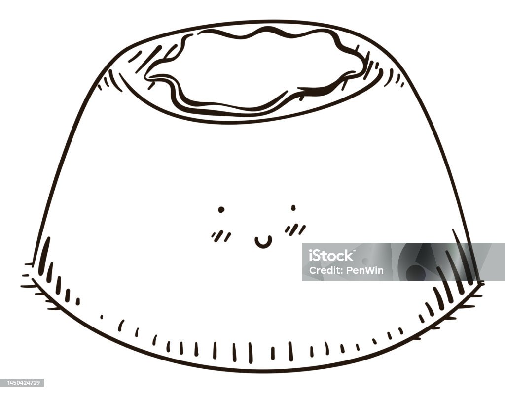 Cute Smiling Custard In Doodle And Outlines Style Vector Illustration Stock Illustration
