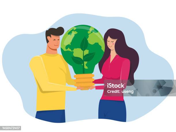 World Earth Day Green Eco Energy Young Woman And Man Cooperate The ... World Earth Day Green Eco Energy Young Woman And Man Cooperate The ...
