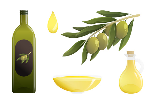 Bouteille Dhuile Dolive Et Ensemble Dolives Rameau Dolivier Goutte