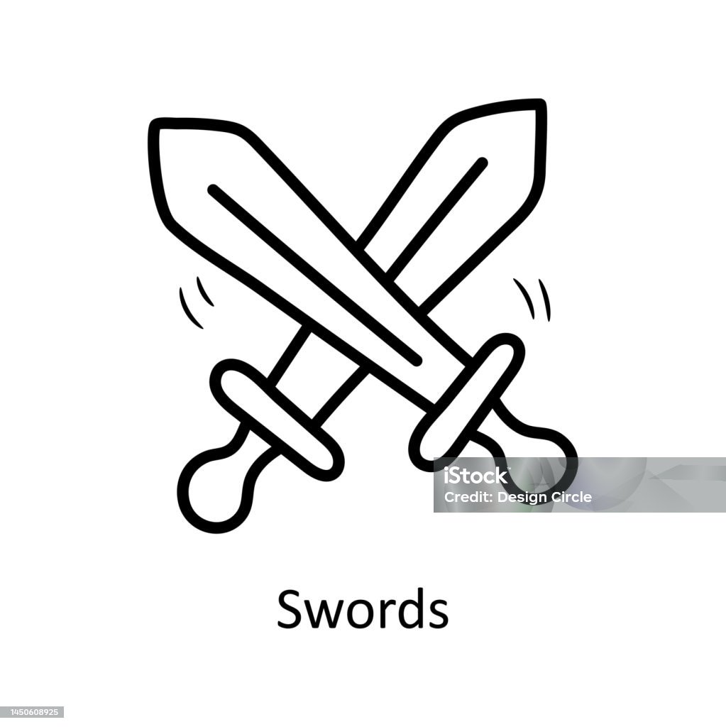 Swords Vector Outline Icon Design Illustration Medieval Symbol On White