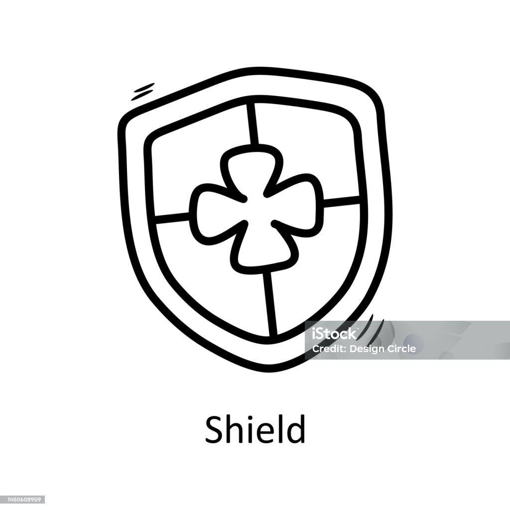 Shield Vector Outline Icon Design Illustration Medieval Symbol On White