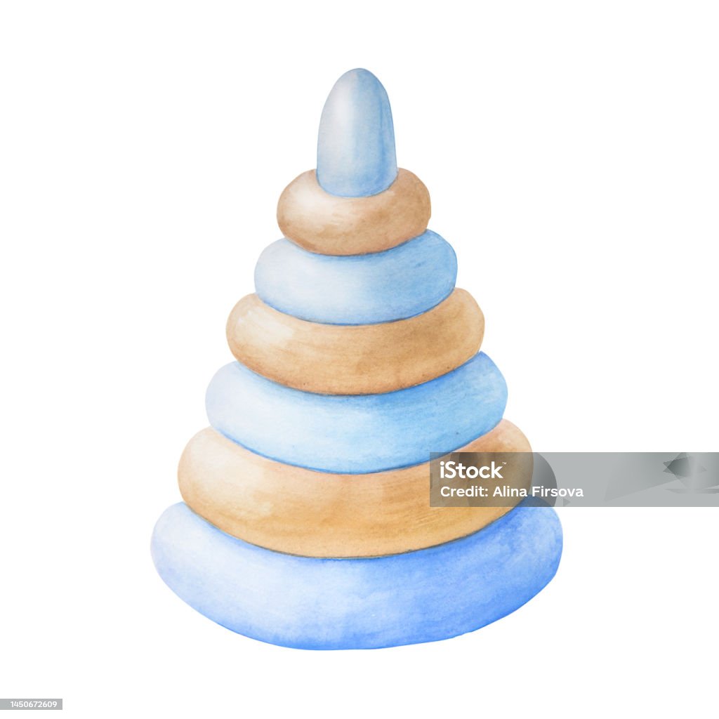 Illustration À Laquarelle Dune Pyramide De Jouets Pour Enfants Isolée
