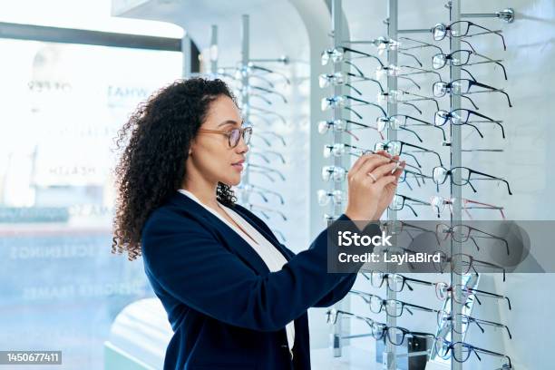 Glasses Optometry And Vision With A Black Woman Customer In An Eyewear