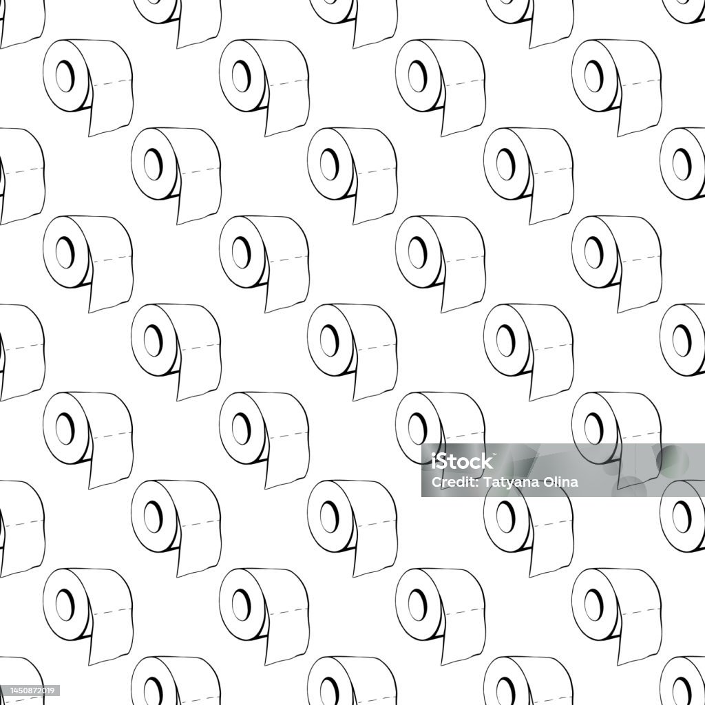 Toilet Paper Seamless Pattern Vector Flat Illustration Stock