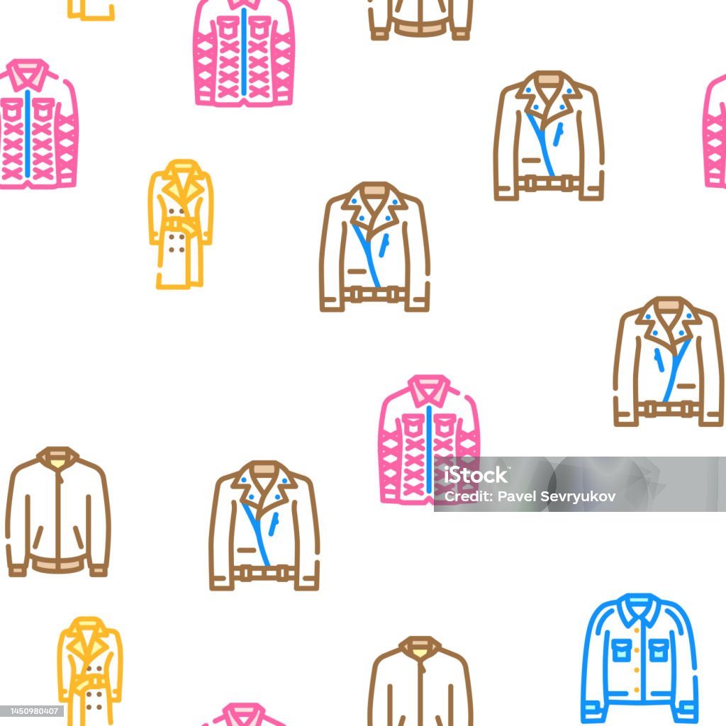 Outerwear Female Clothes Girl Vector Seamless Pattern Stock