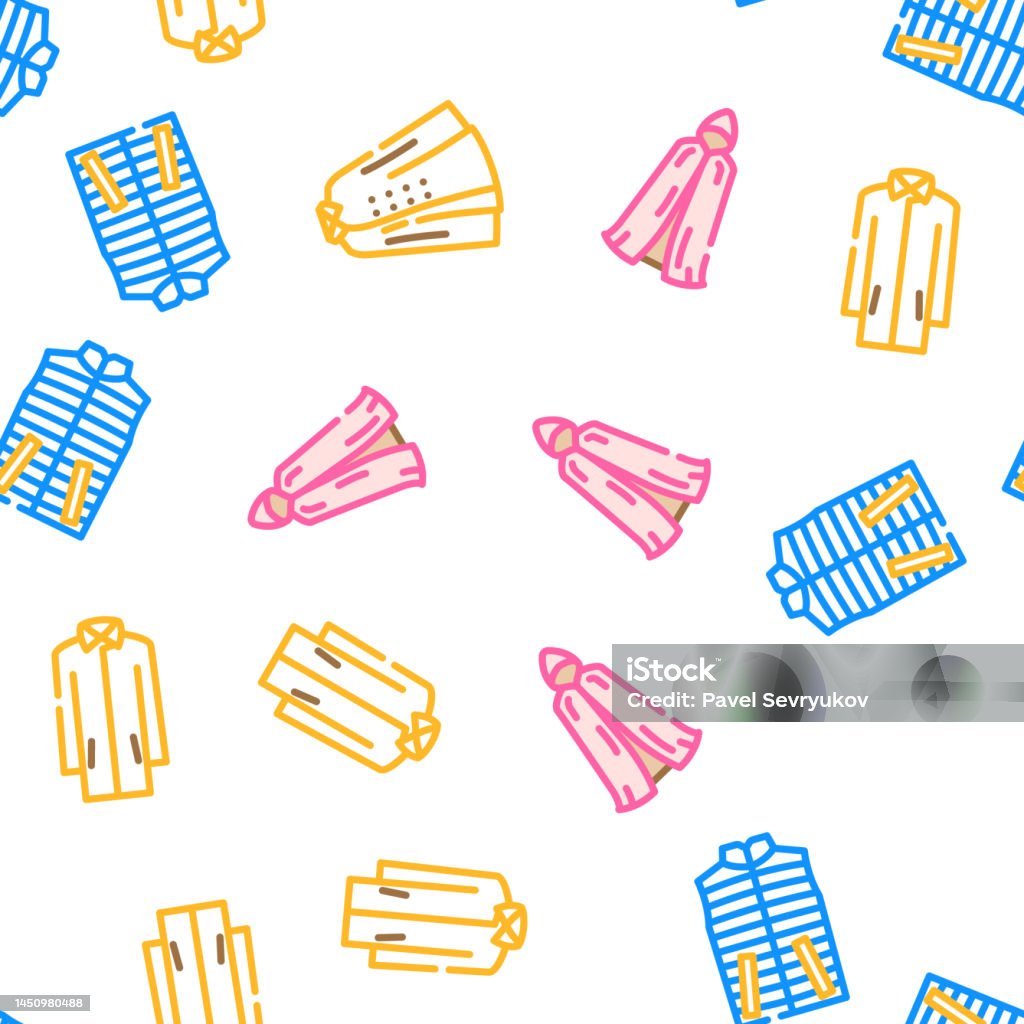 Outerwear Female Clothes Girl Vector Seamless Pattern Stock