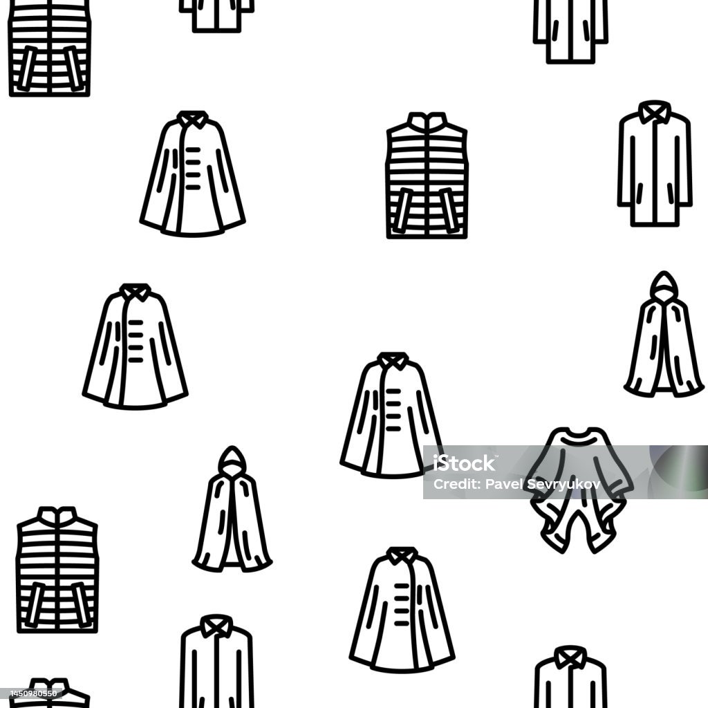 Outerwear Female Clothes Girl Vector Seamless Pattern Stock