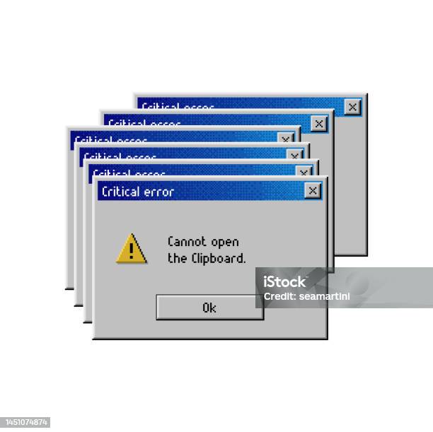 Error Window Cannot Open Clipboard Popup Message Stock Illustration Download Image Now