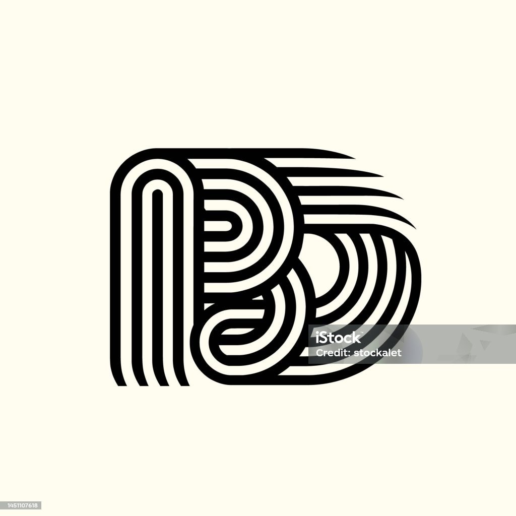 Logo Monogramme Bd Lignes Entrelacées Lettre Majuscule B Lettre D Icône