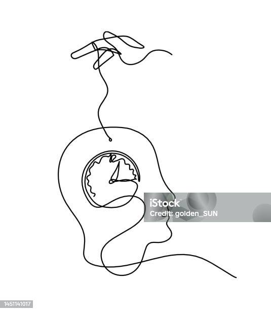 Profil De Silhouette Dhomme Avec Main Comme Dessin Au Trait Sur Fond