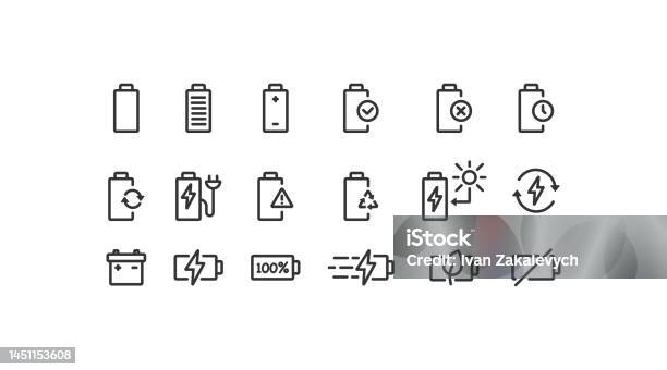 Jeu Dicônes De Batterie Symbole Dillustration De Laccumulateur Signe