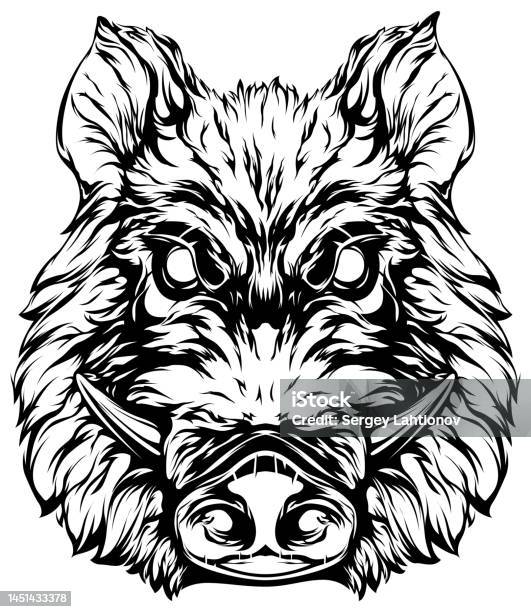 Mascotte De Tête De Cochon Logo Porcin En Colère Illustration De Porc