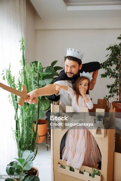 Father Playing Exciting Adventure Game With Daughter Stock Photo ... Father Playing Exciting Adventure Game With Daughter Stock Photo ...