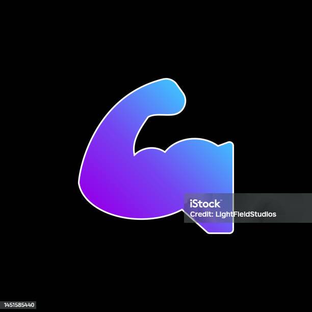 Biceps Blue Gradient Vector Icon Stock Illustration Download Image