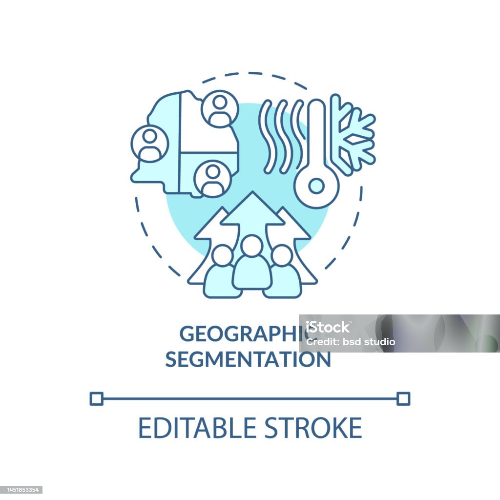 Geographic Segmentation Blue Concept Icons Set Stock Illustration