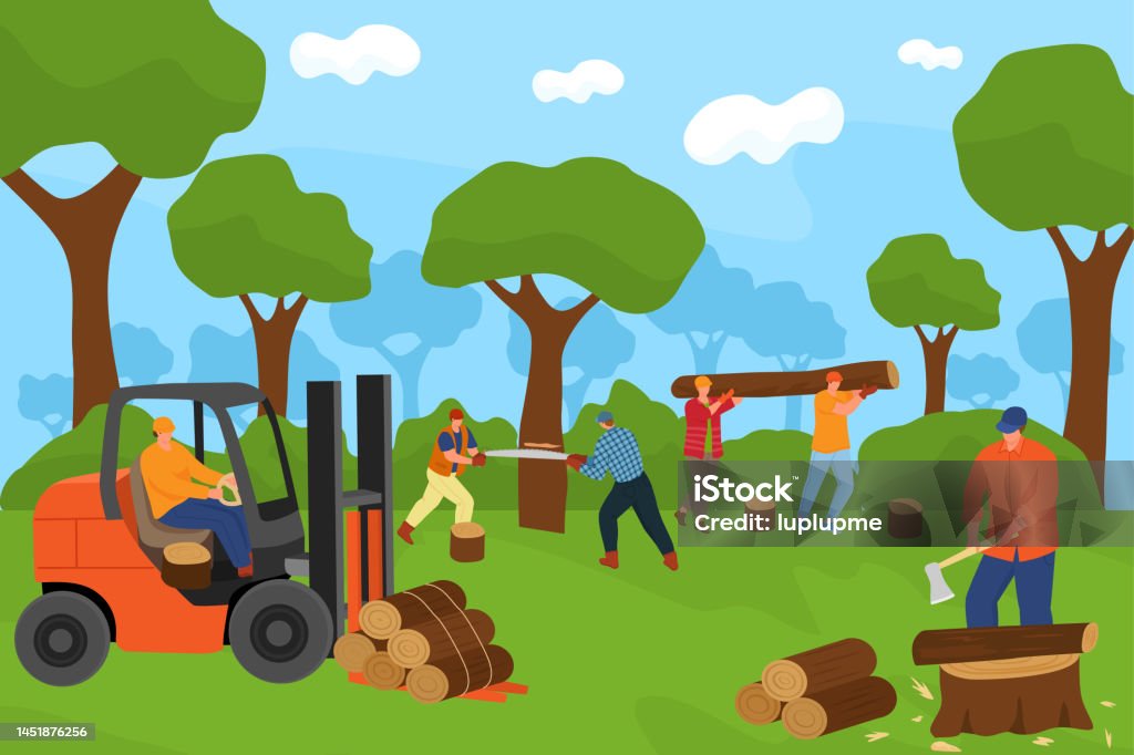 Kelompok Penebang Pohon Di Hutan Ilustrasi Vektor Manusia Karakter ... Kelompok Penebang Pohon Di Hutan Ilustrasi Vektor Manusia Karakter ...
