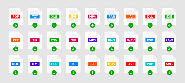File Type Icon Set Popular Files Format And Document Format And