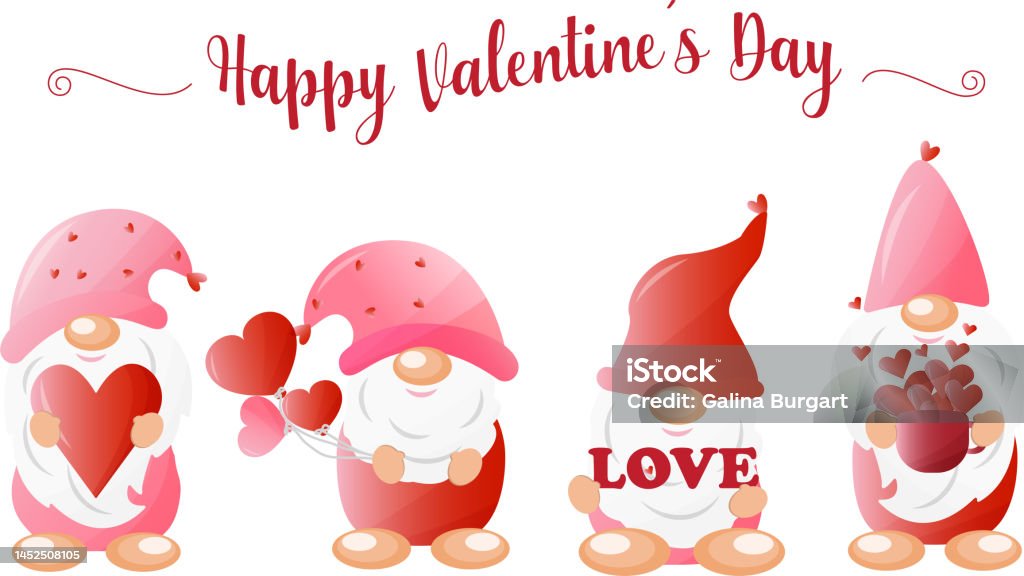 Valentines Romantiques Gnomes De Dessins Animés Gnomes De La ... Valentines Romantiques Gnomes De Dessins Animés Gnomes De La ...