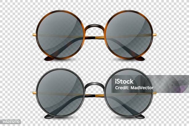 Vector 3d Realistic Leopard Black Round Frame Glasses Set With Black