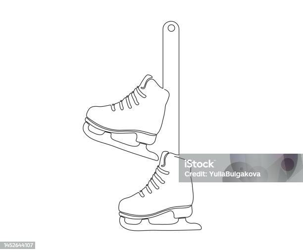 Sepatu Roda Untuk Skating Gambar Tangan Garis Mono Kontinu Seni Satu