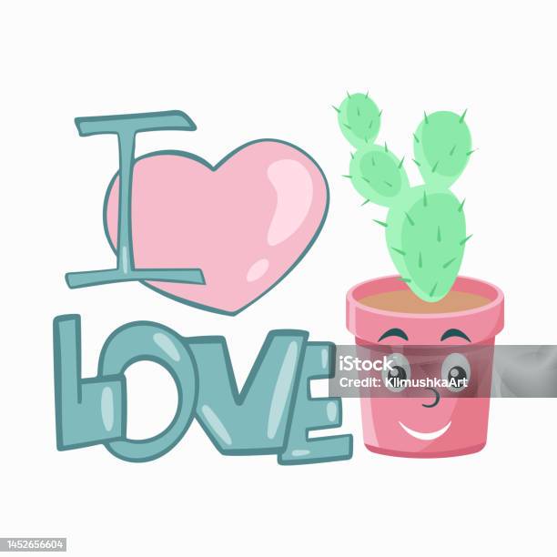 Kaktus Dalam Pot Karakter Vektor Tanaman Lucu Dengan Senyum Ilustrasi
