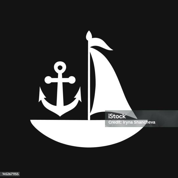 Clipart De Yachting De Bateau Et Dancre Icône De Pochoir De Mer