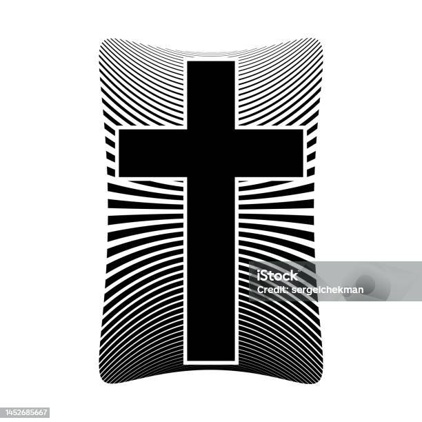 Ilustración De Icono De Cruz Cristiana Logotipo De La Religión Negra