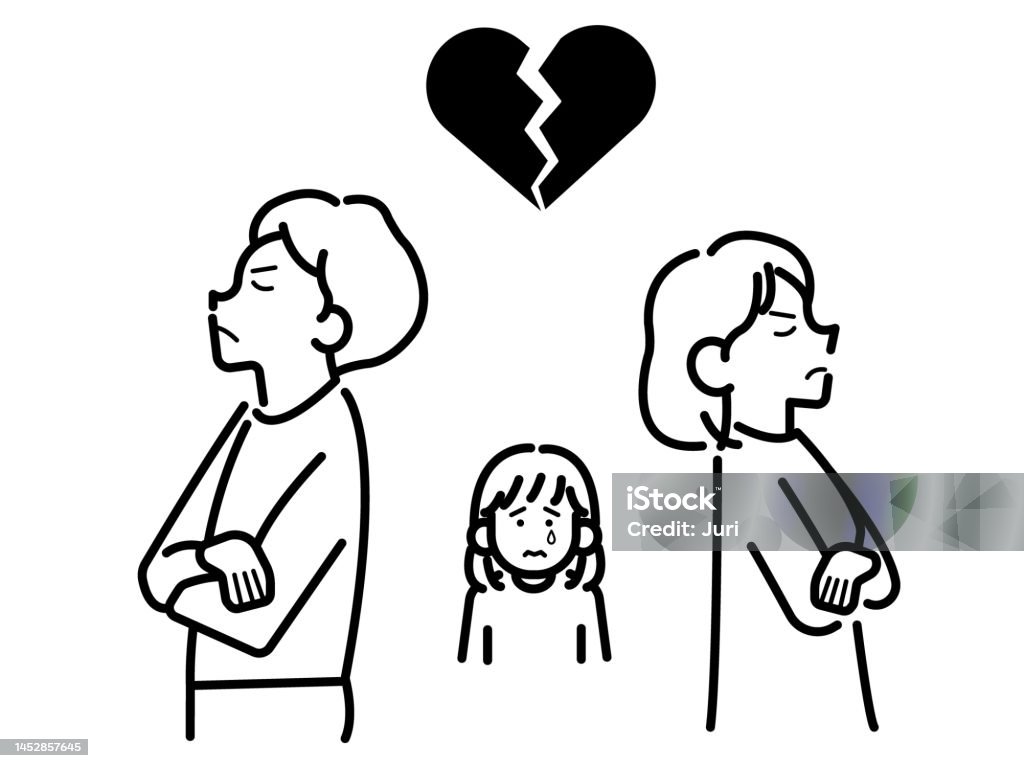Clip Art Of Divorcing Couple Line Drawing Stock Illustration Download