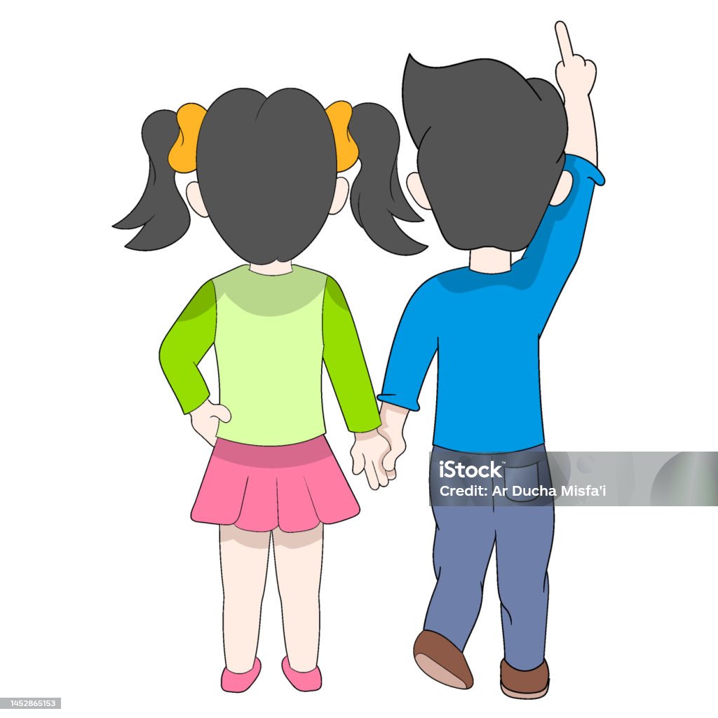 Man And Woman Intimate Couple Holding Hands Stock Illustration