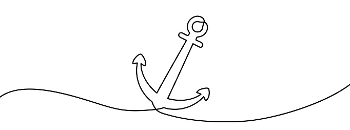 Dessin Au Trait Continu De Lancre Icône Linéaire Dancrage Un