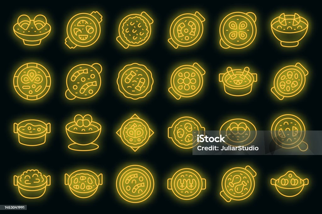 Paella Icons Set Outline Vector Dish Cook Vector Neon Stock ... Paella Icons Set Outline Vector Dish Cook Vector Neon Stock ...
