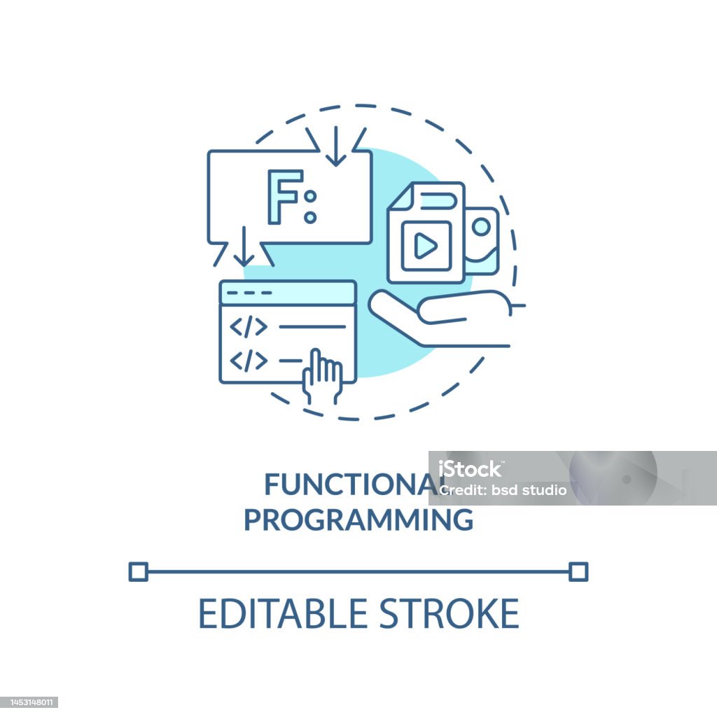 Functional Programming Turquoise Concept Icon Stock Illustration Download Image Now Abstract