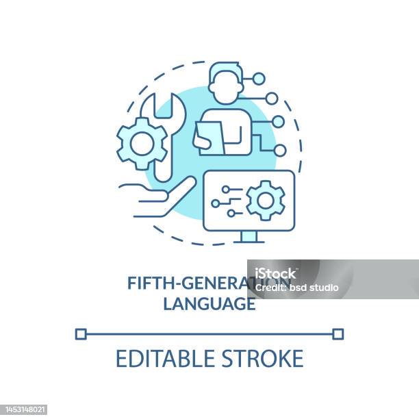 Fifthgeneration Programming Language Turquoise Concept Icon Stock