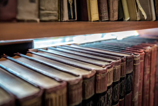 Free picture: Interior of old style library with bookshelves with old books