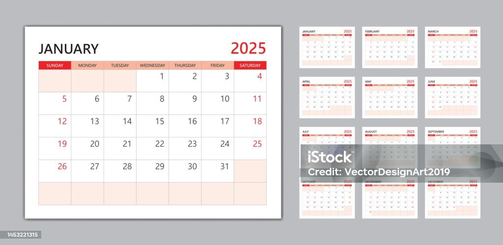 Template Kalender Bulanan Untuk Konsep Merah Tahun 2025 Template ... Template Kalender Bulanan Untuk Konsep Merah Tahun 2025 Template ...