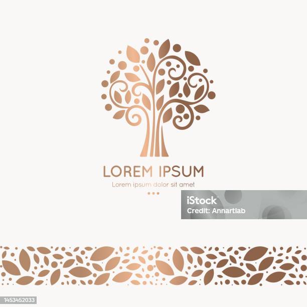 Emblème De Larbre Dor Illustration Moderne Vecteur Isolé Idéal Pour