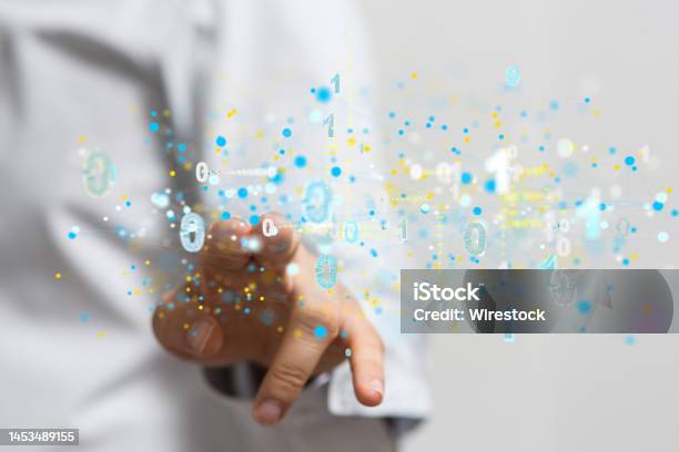 Finger Pointing At Digitally Connected Cells With Links On A Blurred ... Finger Pointing At Digitally Connected Cells With Links On A Blurred ...