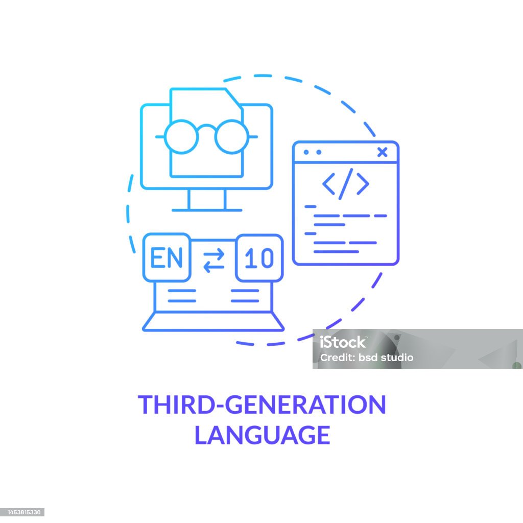 Thirdgeneration Programming Language Blue Gradient Concept Icon Stock