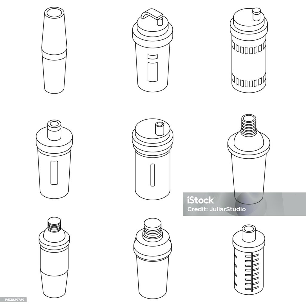 Shaker Icons Set Vector Outine Stock Illustration Download Image Now