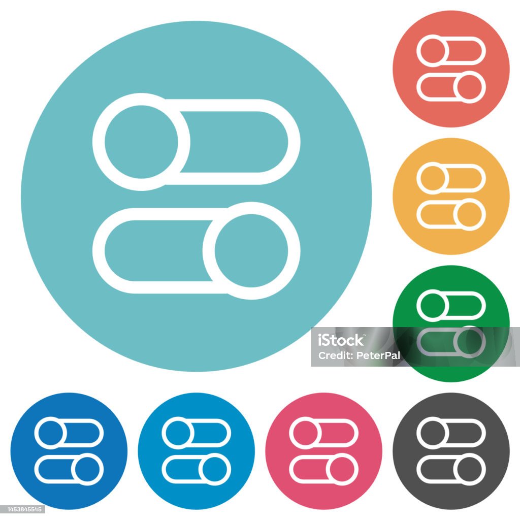 Horizontal Toggle Switches Outline Flat Round Icons Stock Illustration