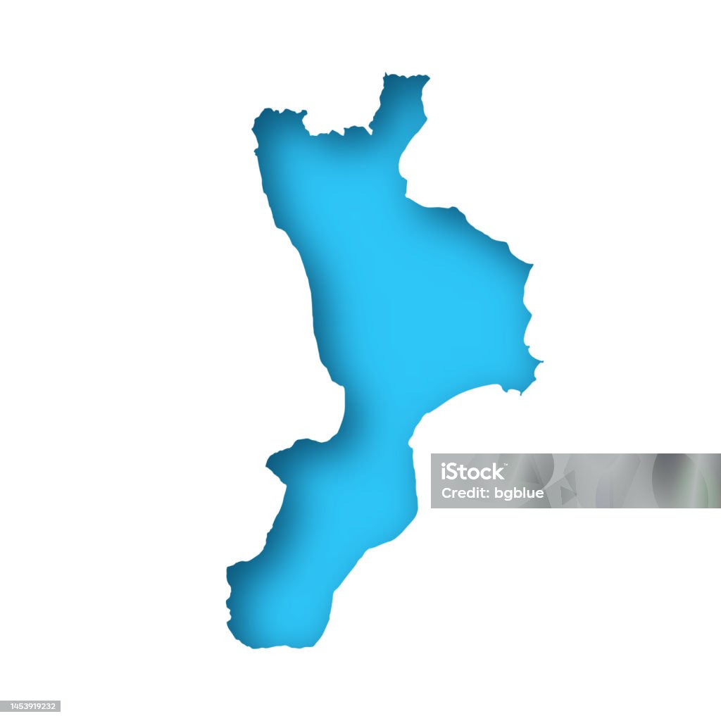 Mappa Della Calabria Carta Bianca Ritagliata Su Sfondo Blu Immagini