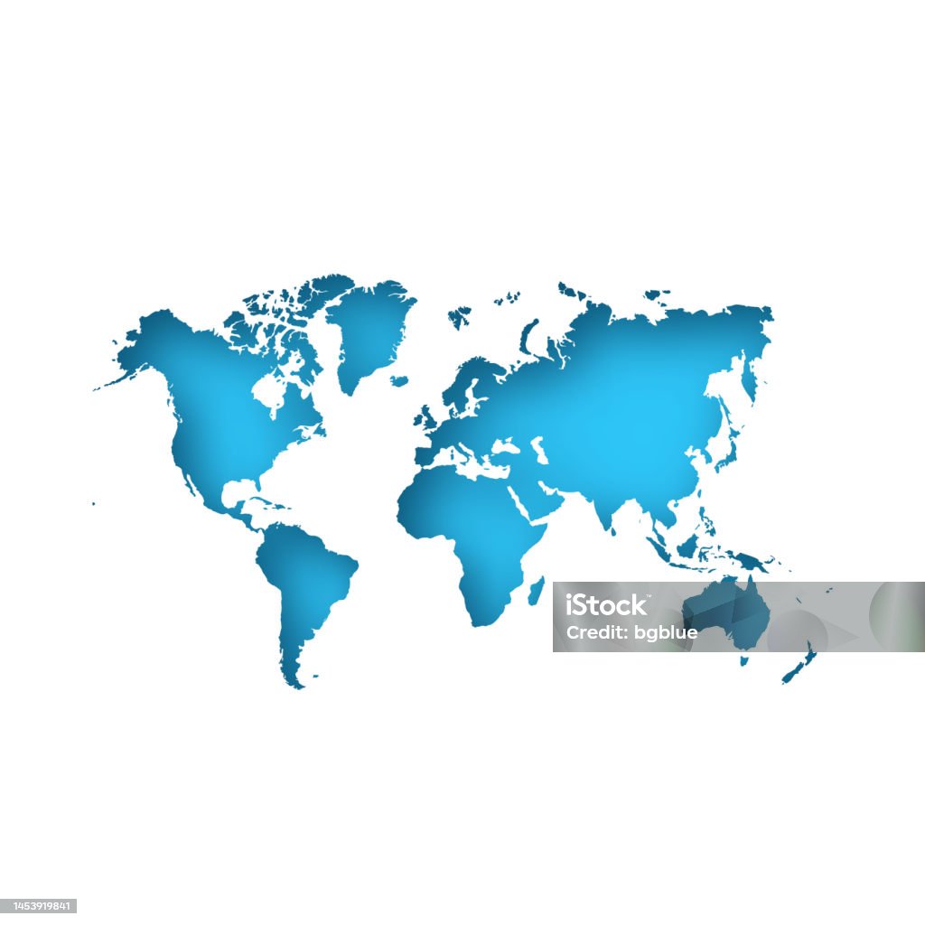 Carte Du Monde Livre Blanc Découpé Sur Fond Bleu Vecteurs Libres De