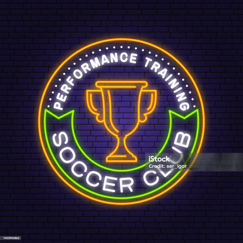 Fußball Fußballverein Bright Neon Sign Vektordarstellung Für College ... Fußball Fußballverein Bright Neon Sign Vektordarstellung Für College ...