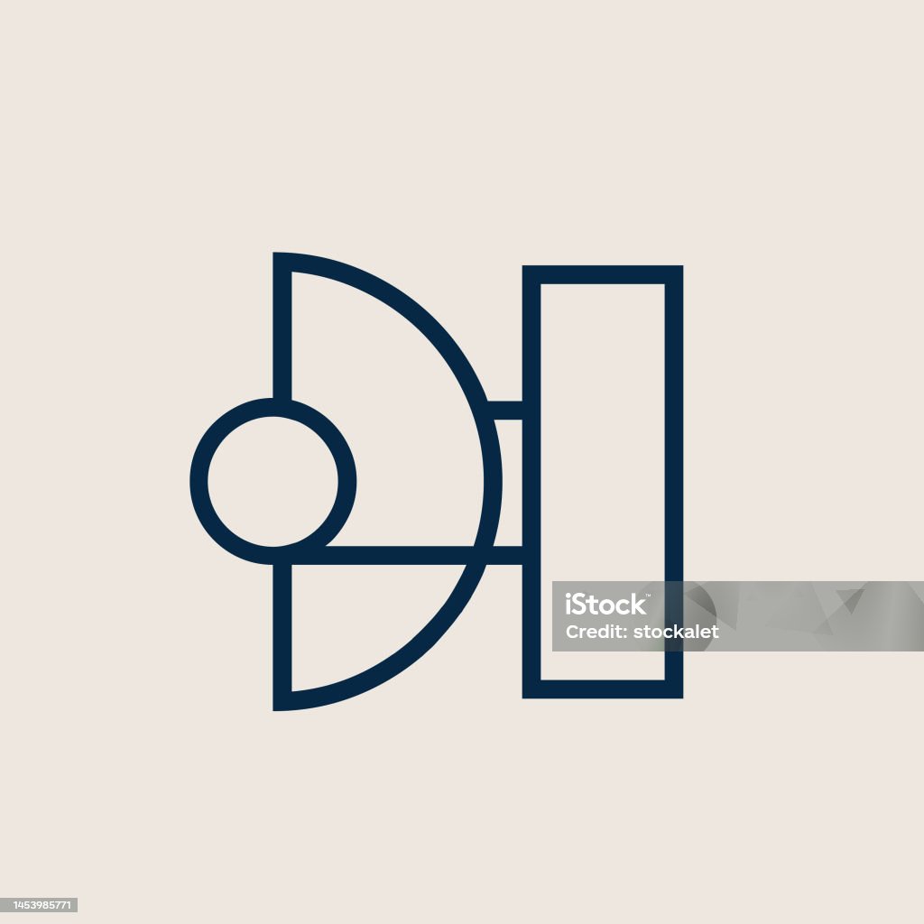 Logo Monogramme Di Lettre Abstraite Minimale I Lettre D Icône De Police