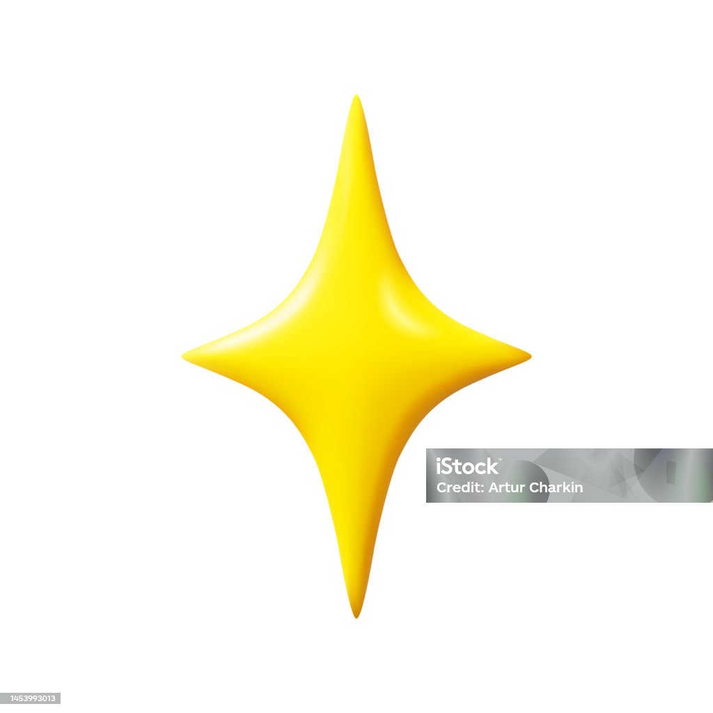 Yellow Pointed Star Isolated On White Background Stock Illustration